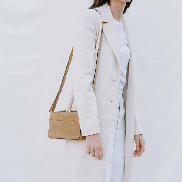 Camera Bag in Soft Sand Suede from STOW London