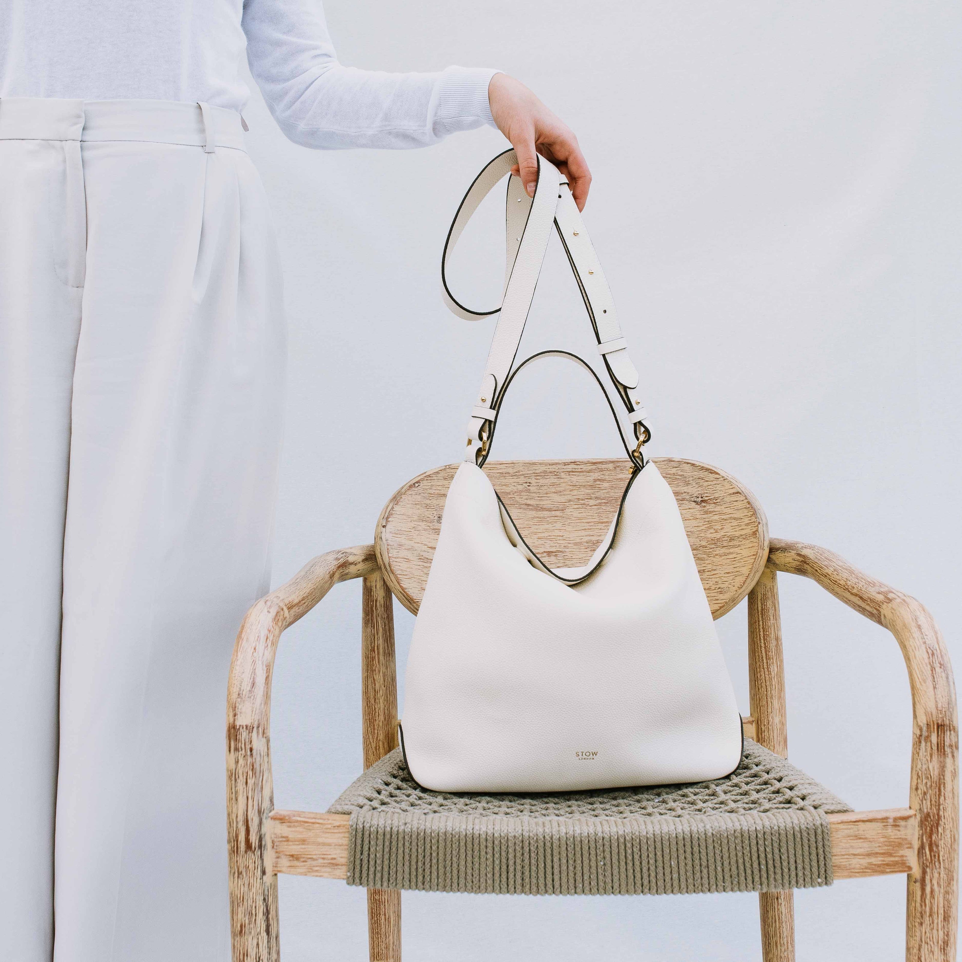 Spring Moon (Cream) Leather Curve Bag
