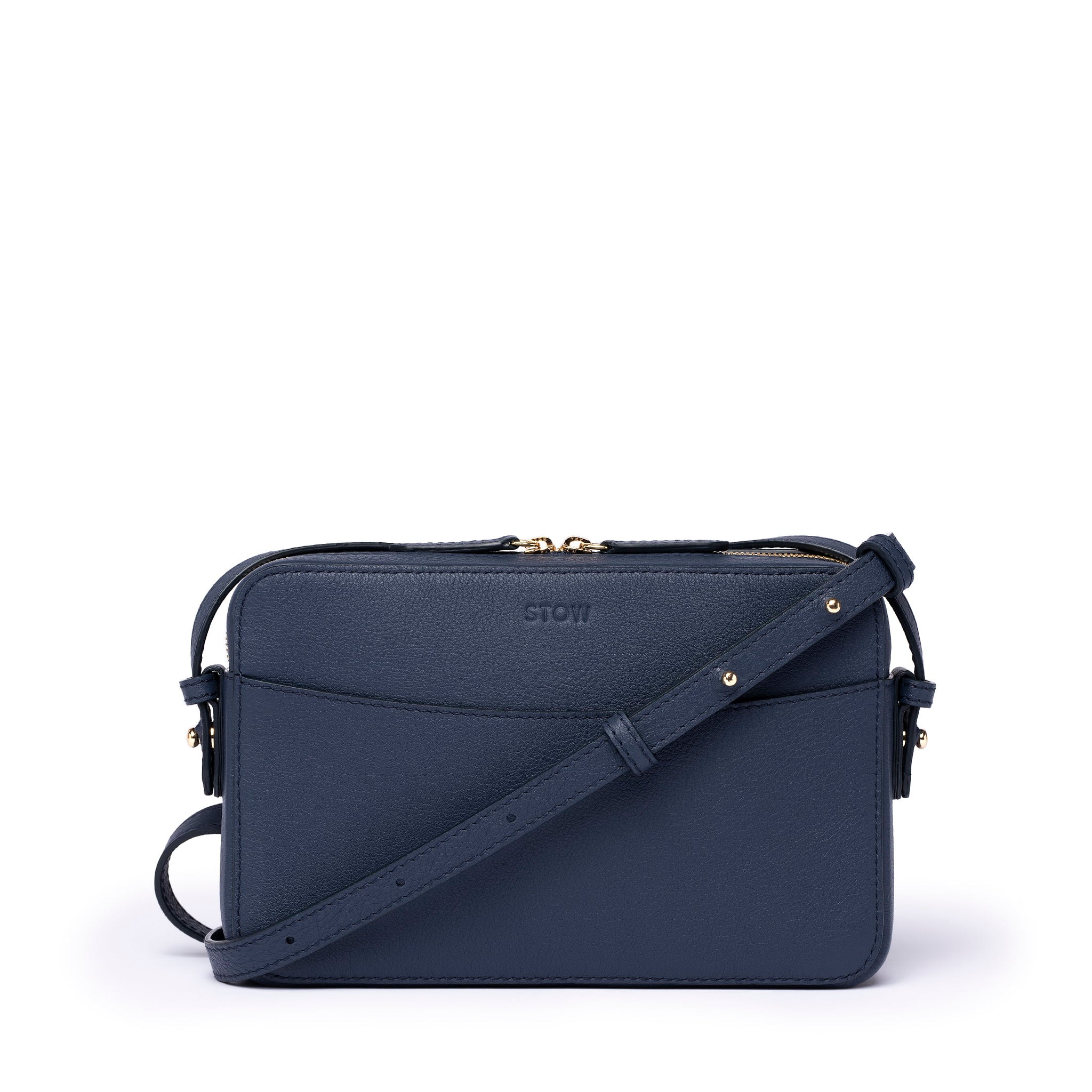 Navy Leather Camera Bag