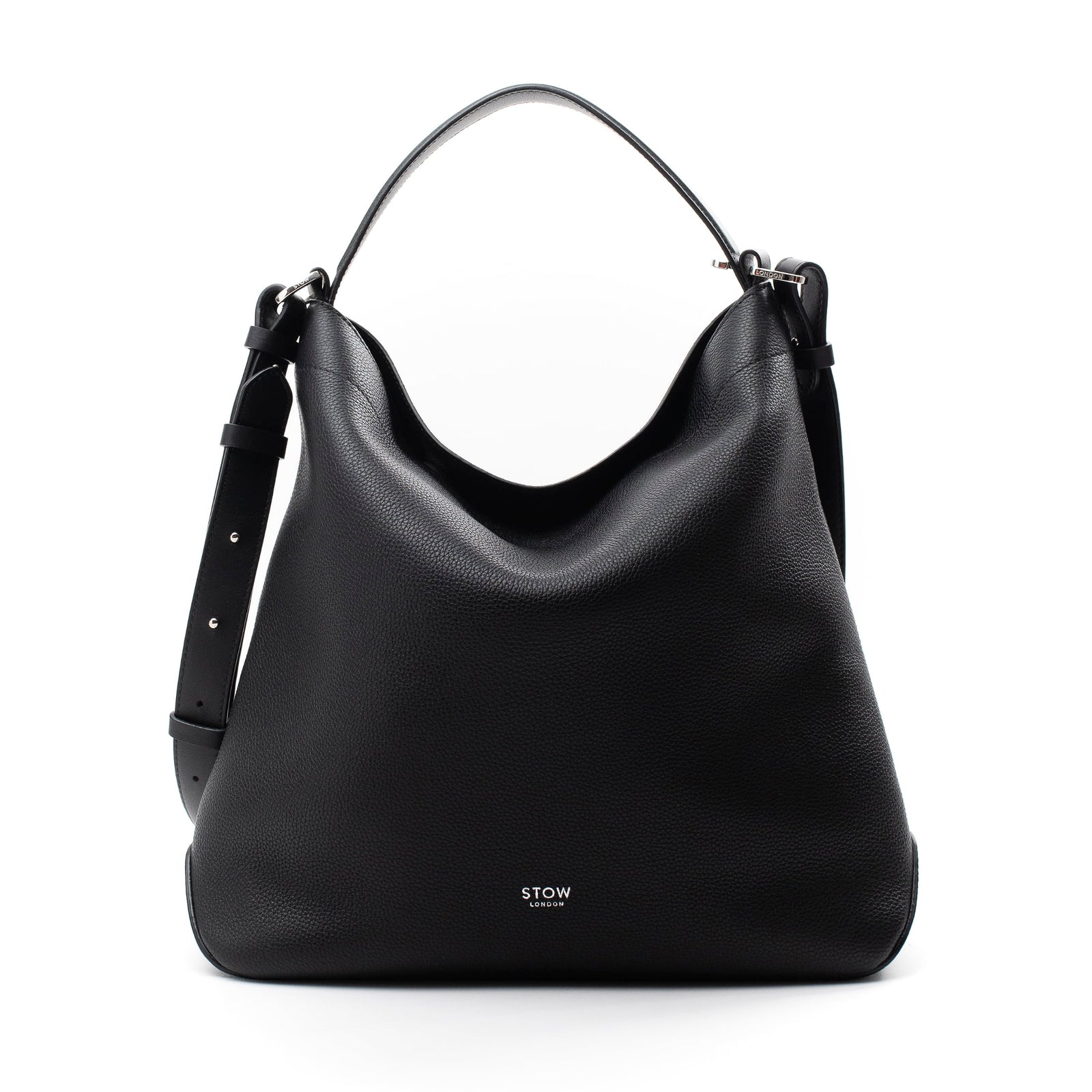 Black Leather Curve Bag