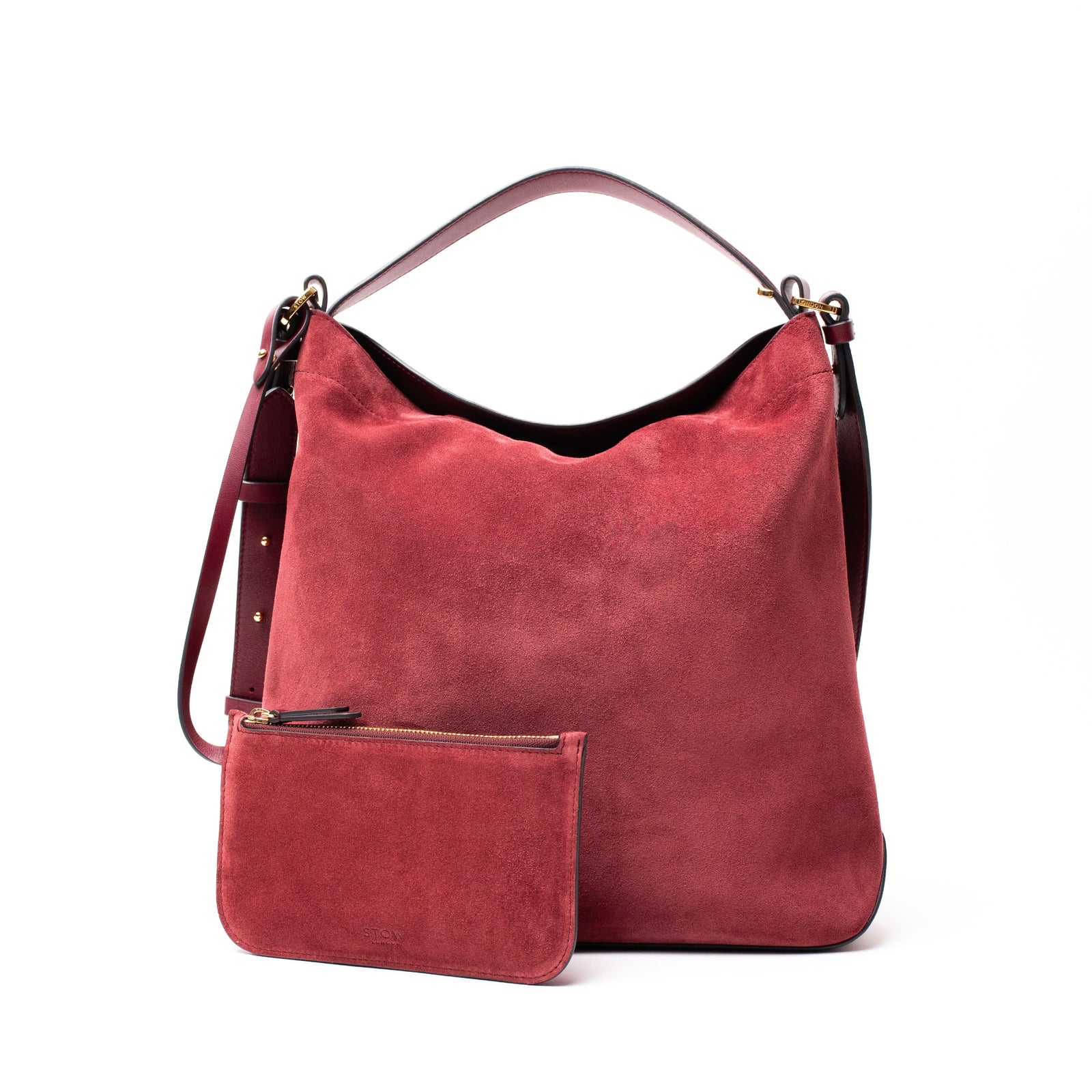 Burgundy Suede Leather Curve Bag