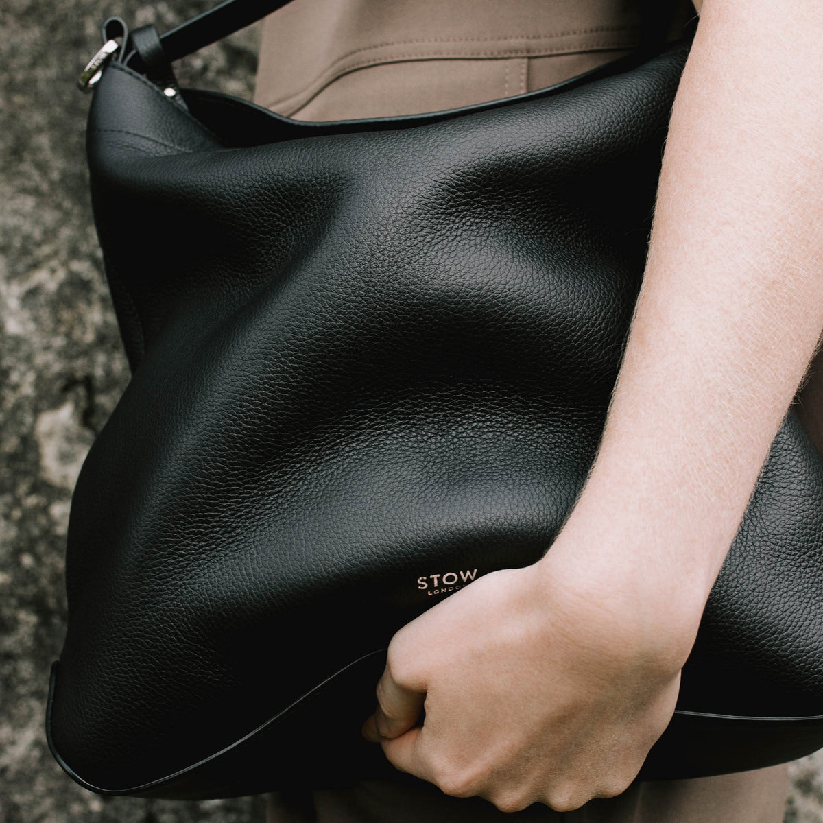 Curve Bag in Black Leather from STOW London