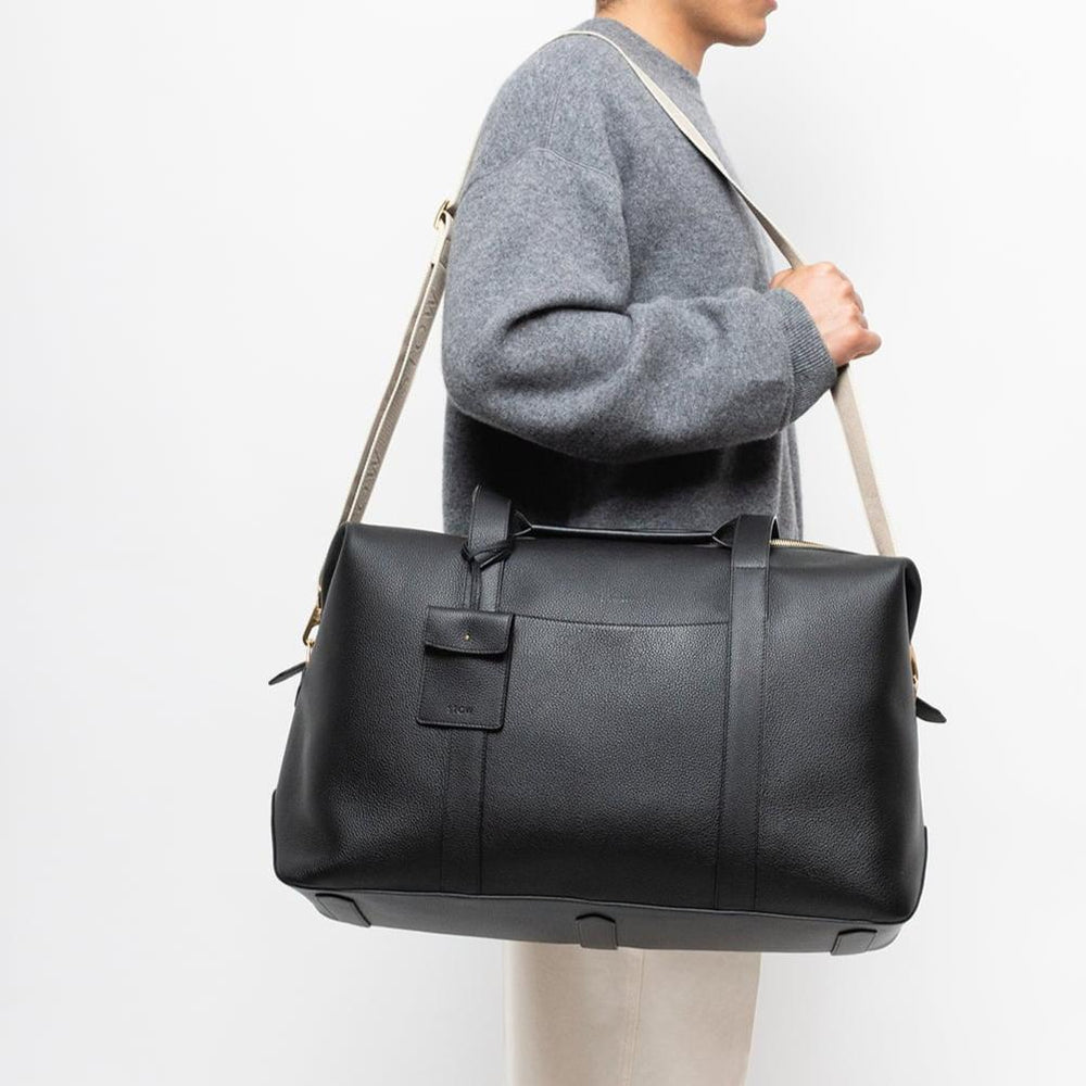 Black Leather Weekend Bag