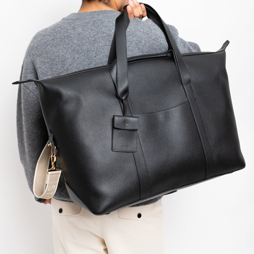Black Leather Weekend Bag