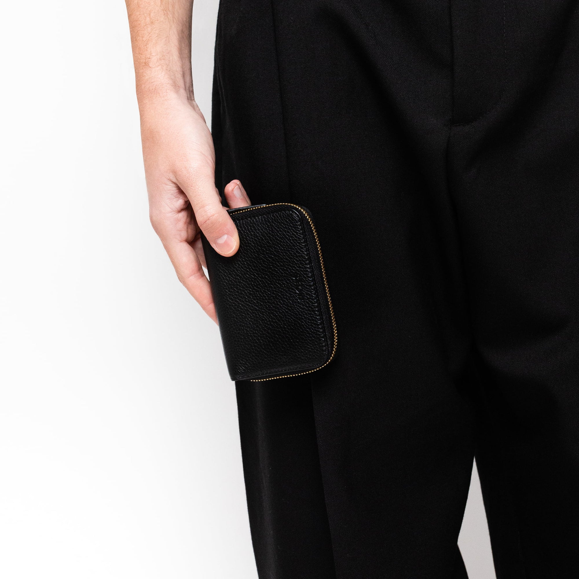 Black Leather Zip Wallet
