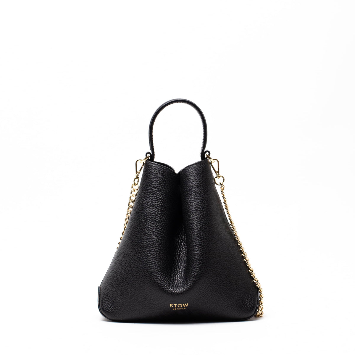 Mini Curve Bag in Black Leather from STOW London