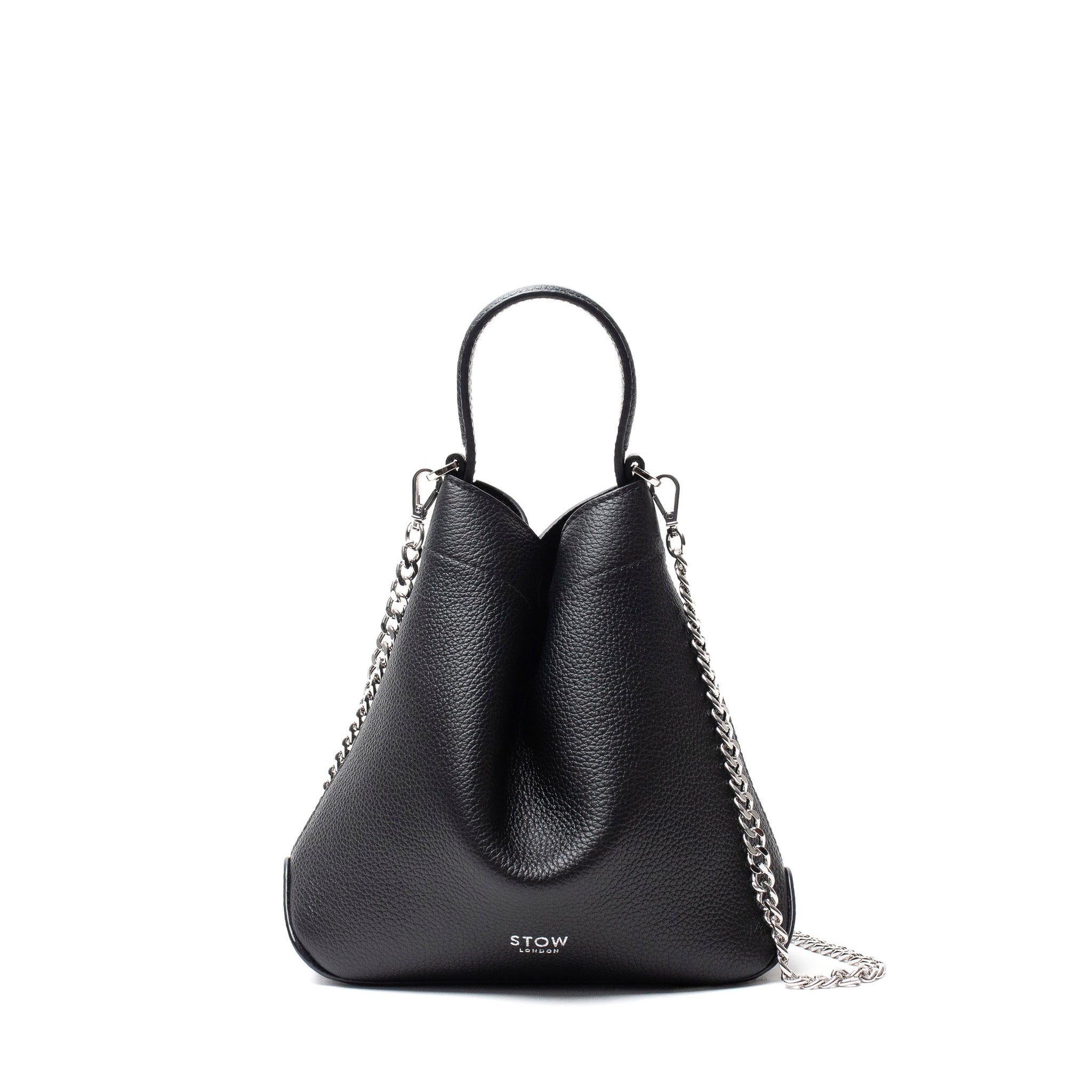Mini Curve Bag in Black Leather from STOW London