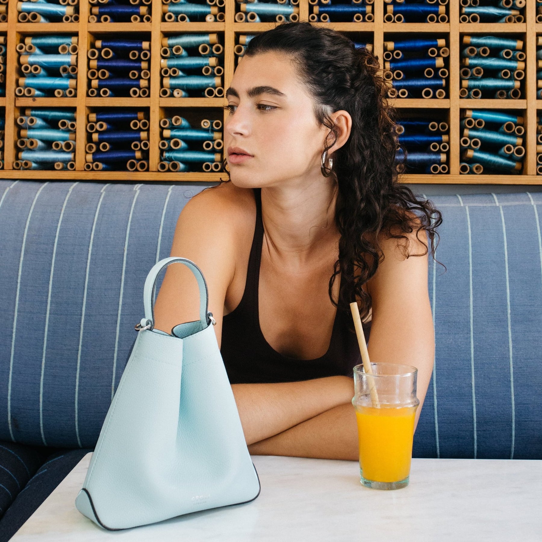 Celeste Leather Mini Curve Bag