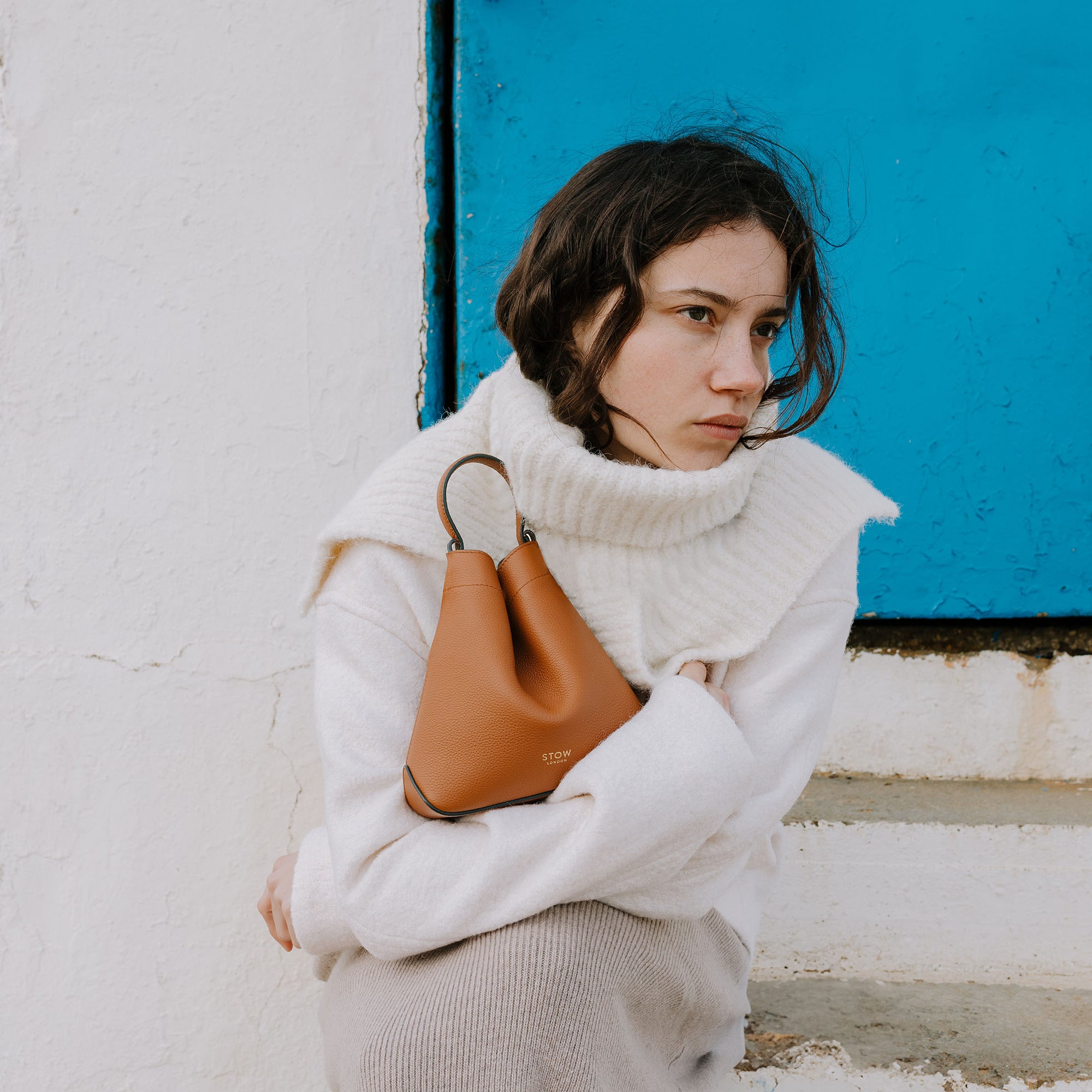 Earth Tan Leather Mini Curve Bag