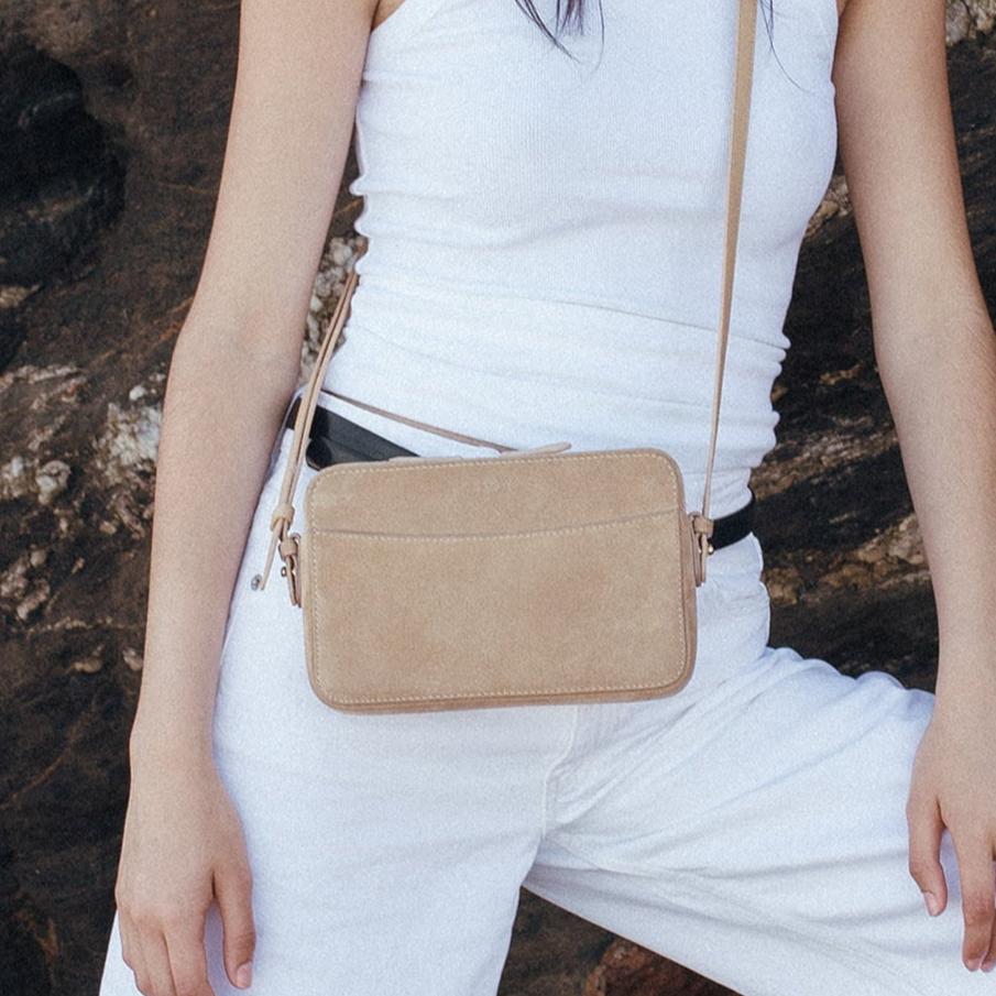 Soft Sand Suede Camera Bag