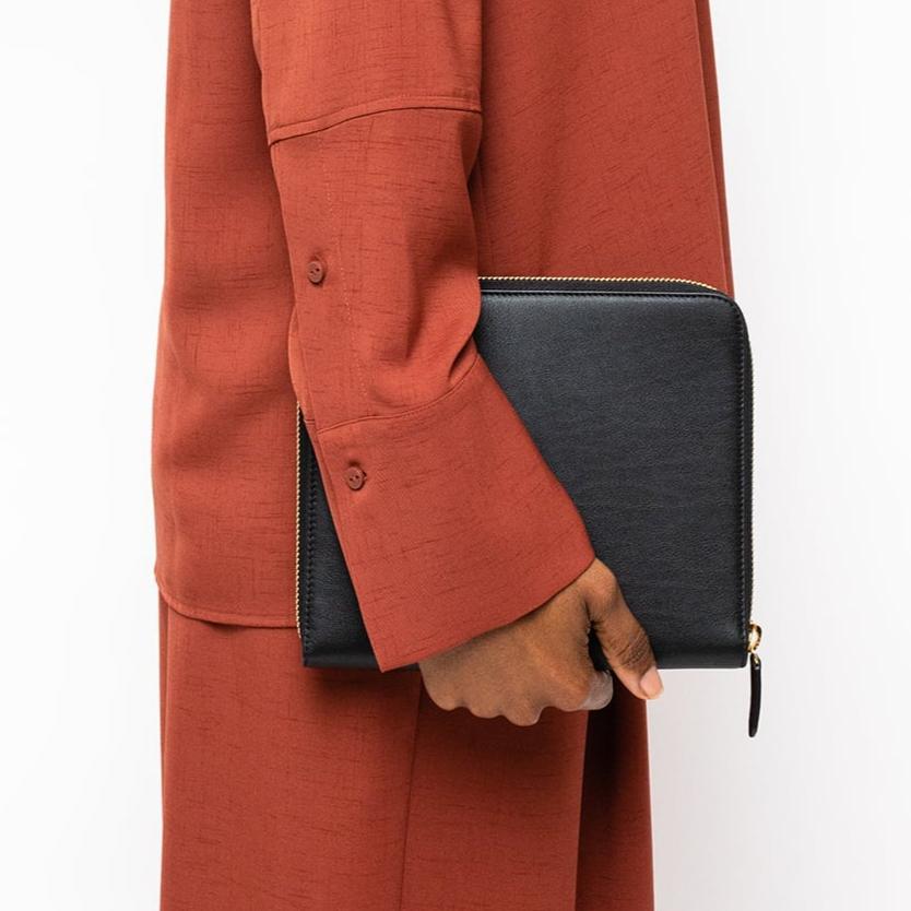 Black Leather First Class Folio