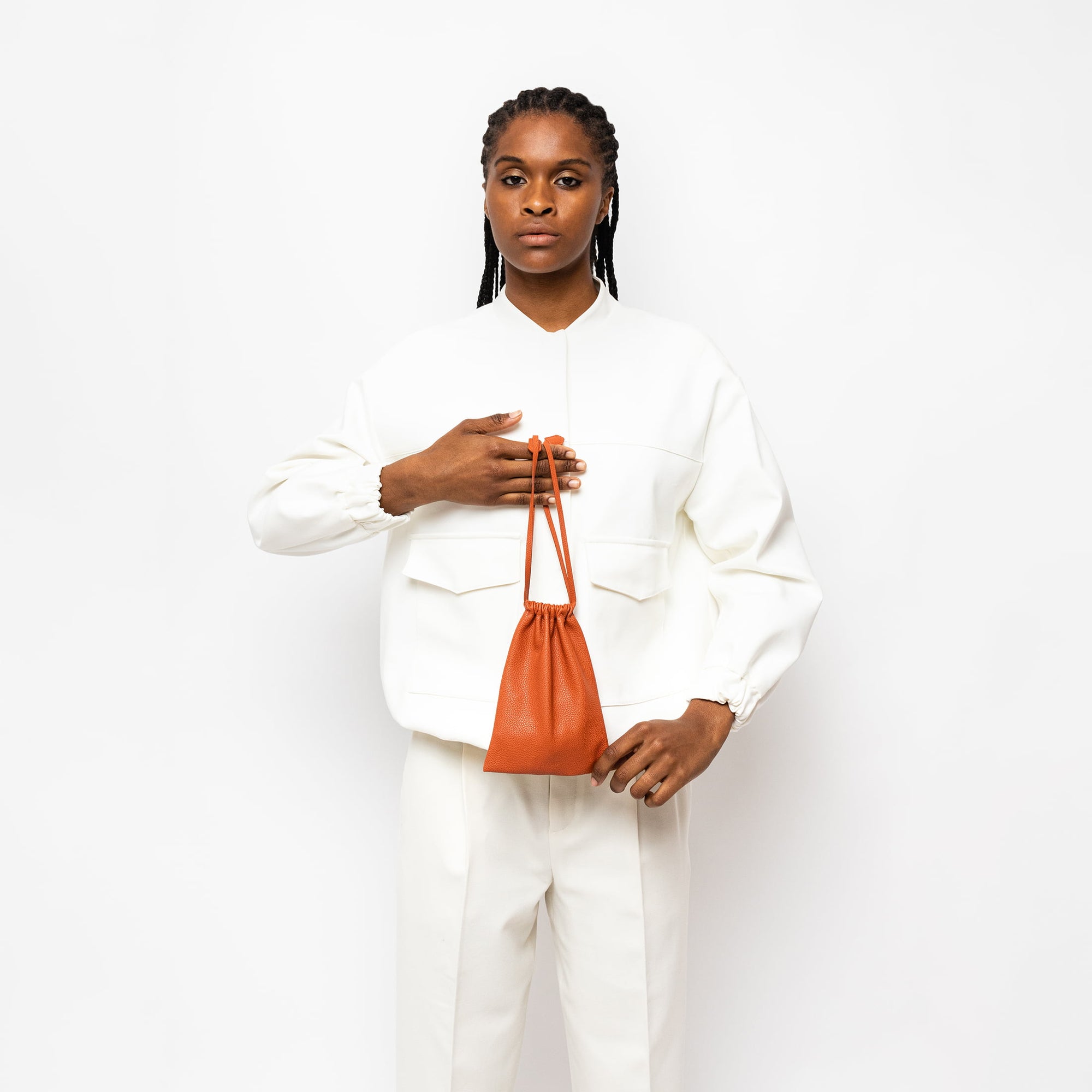 Clay Orange Leather Multi Pouch