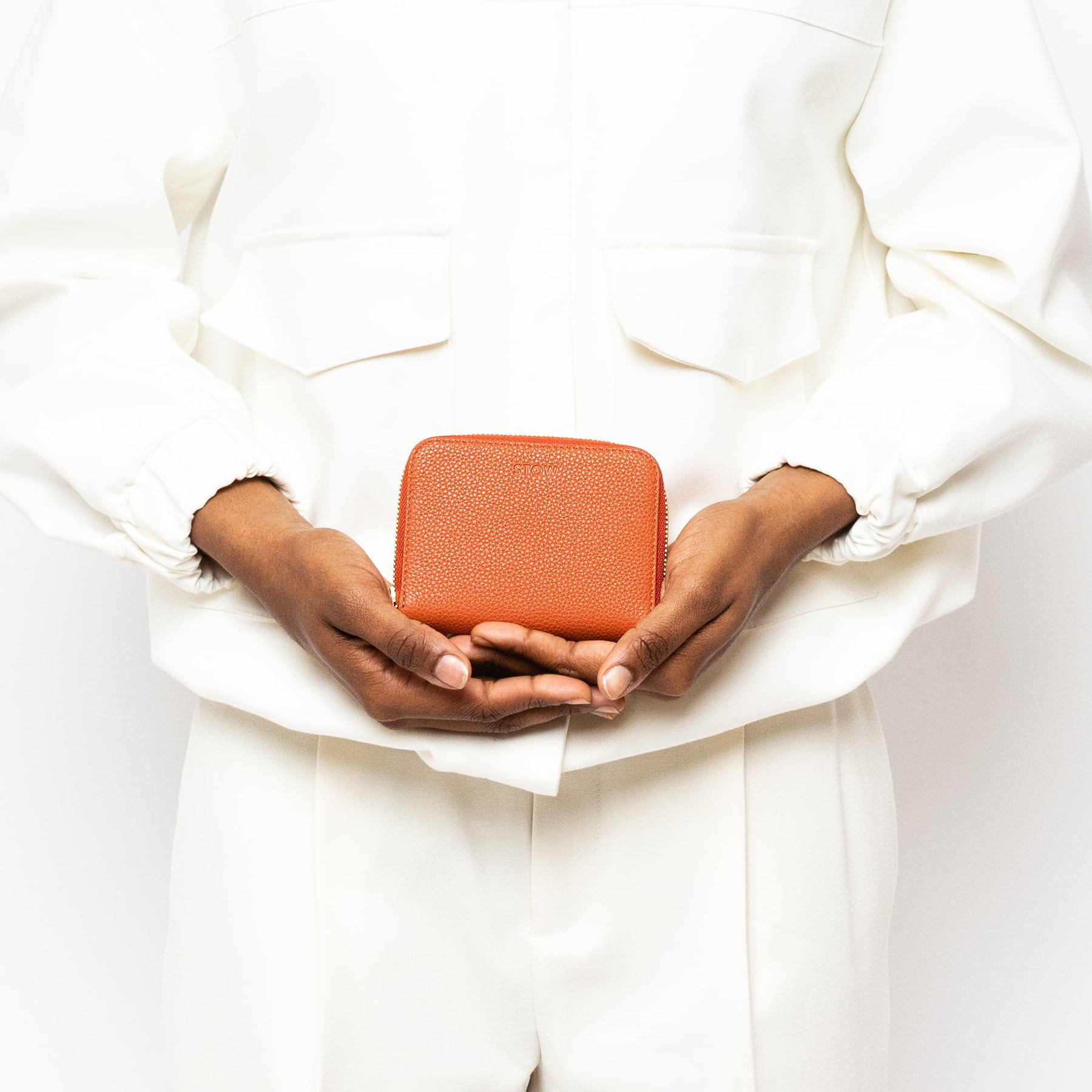 Clay Orange Leather Zip Wallet