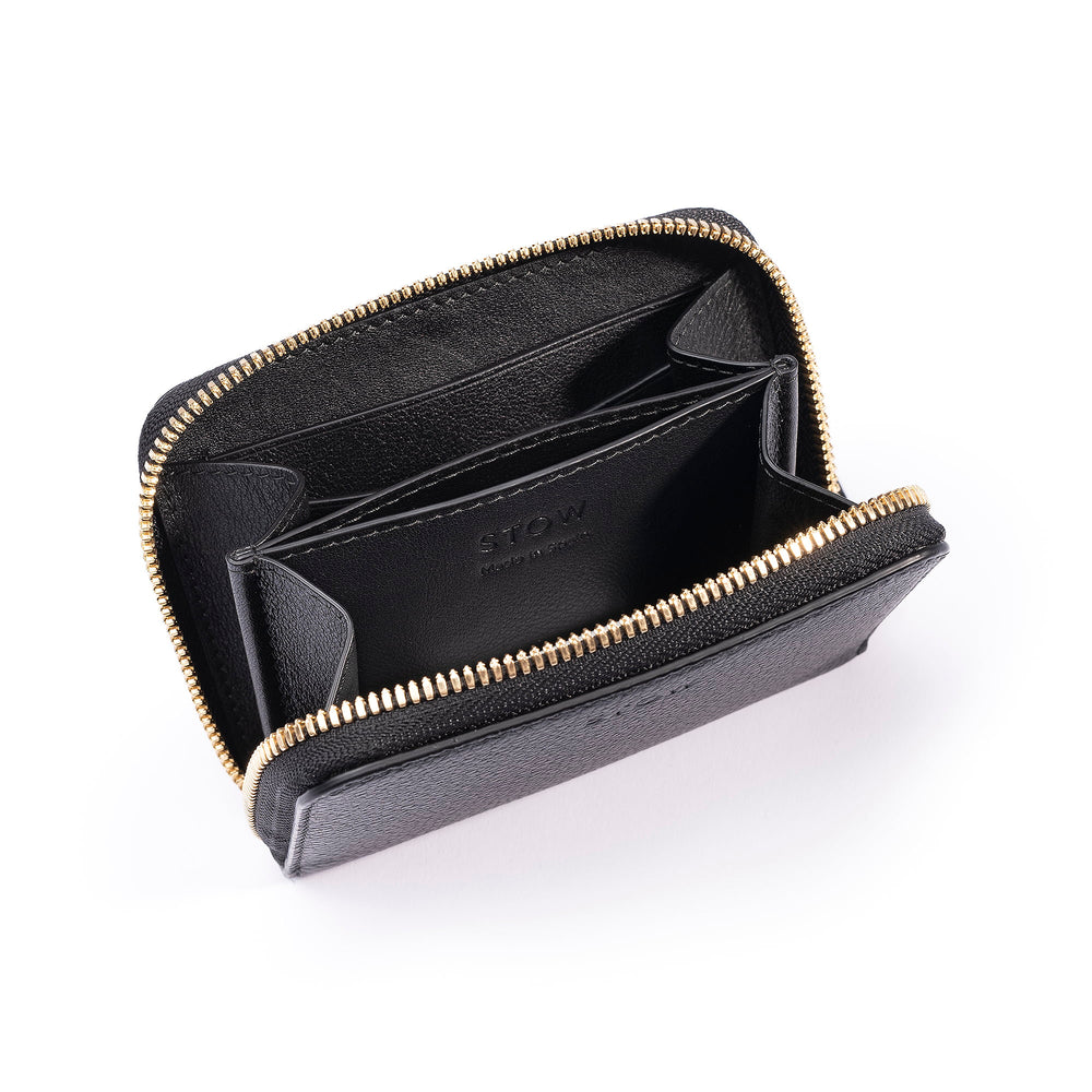 Black Leather Zip Wallet