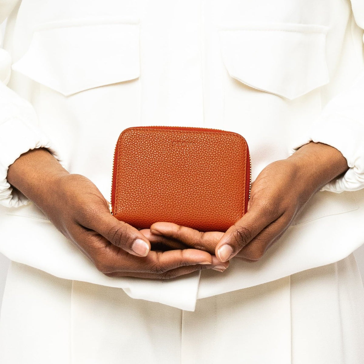 Clay Orange Leather Zip Wallet