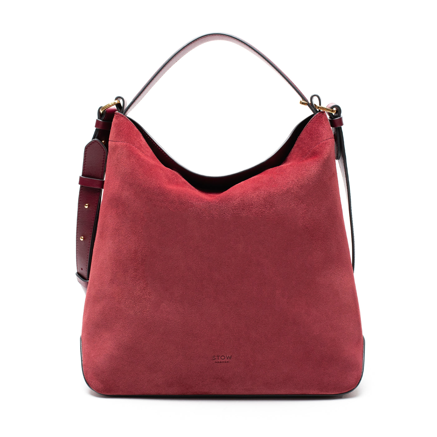 Burgundy Suede Leather Curve Bag